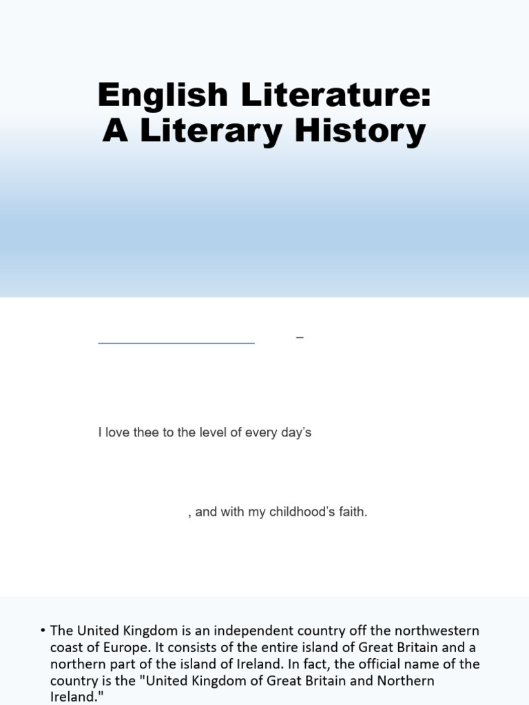 English Literature Literary History | PDF | English Literature ...