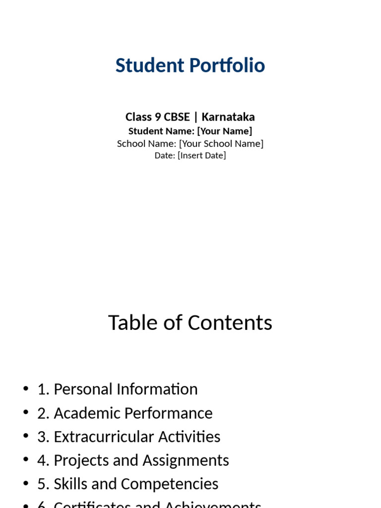 Class 9 Portfolio Template | PDF