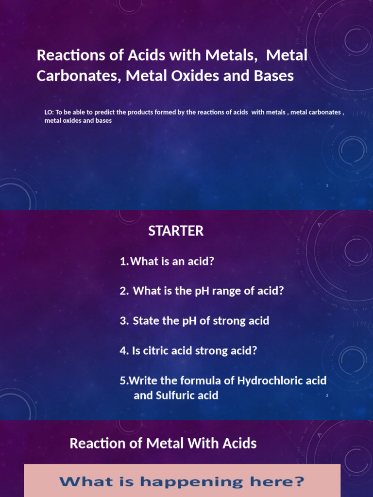 Reactions of Acids With Metal Base... | PDF