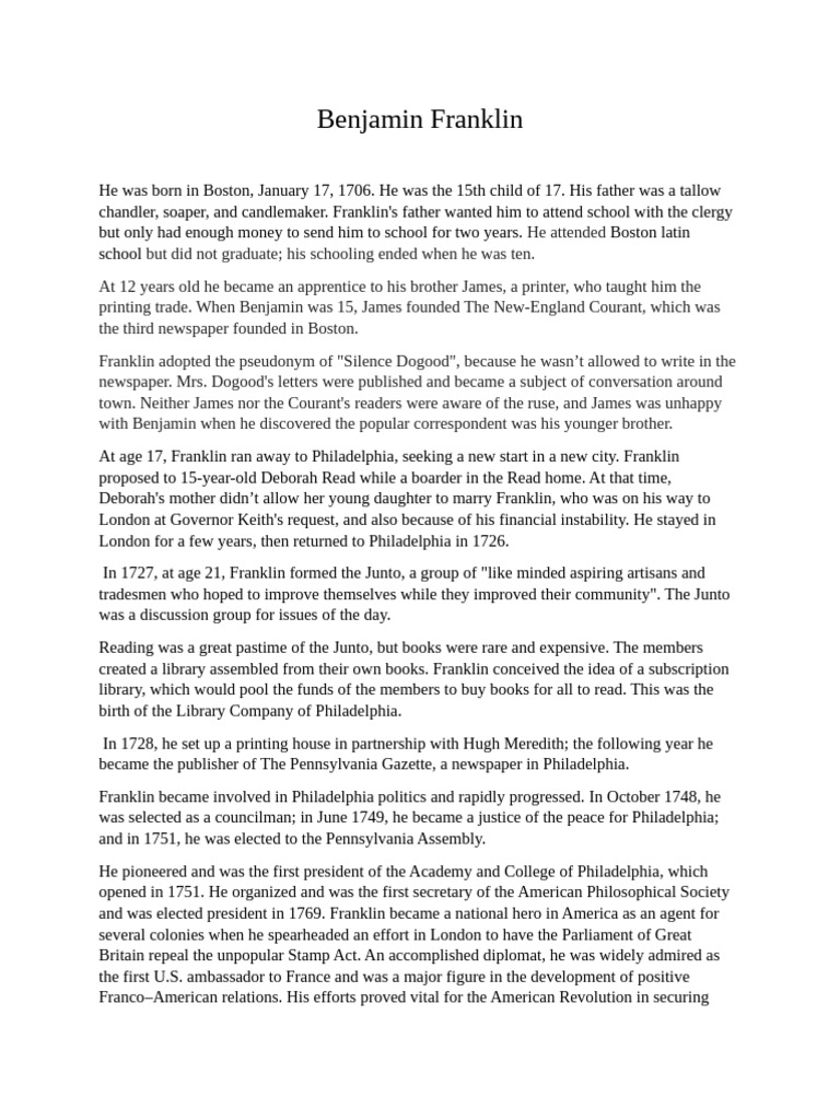 Benjamin Franklin | PDF
