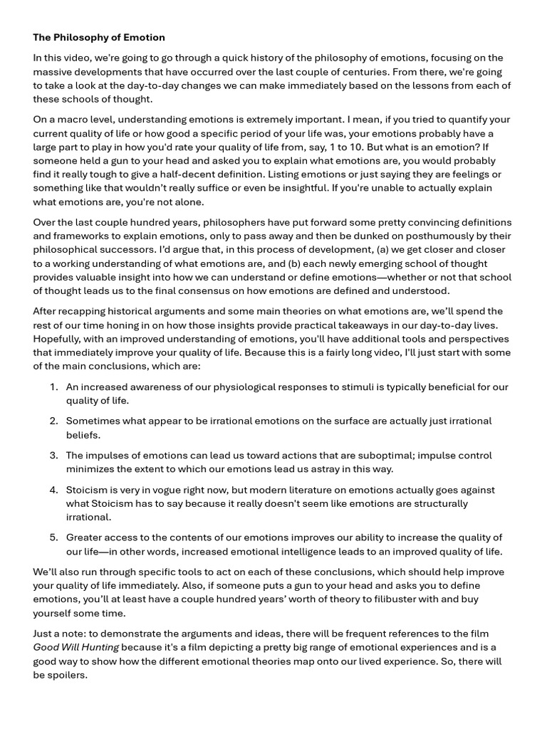 The Philosophy of Emotion | PDF | Emotions | Career & Growth