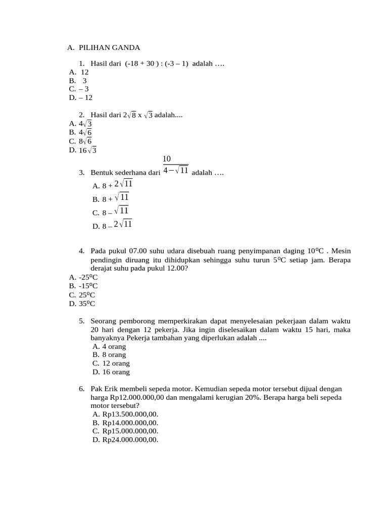 Soal Usbn Matematika K2013 Utama Final | PDF