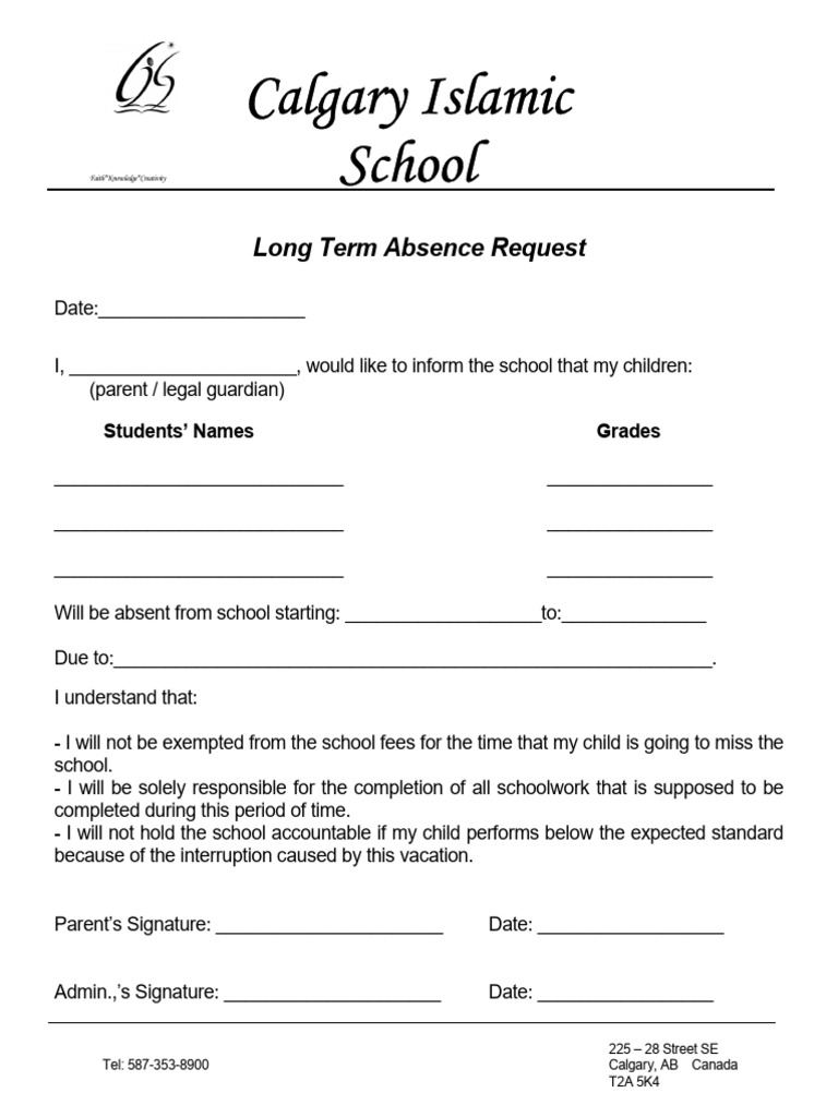 Long Term Absence Form | PDF