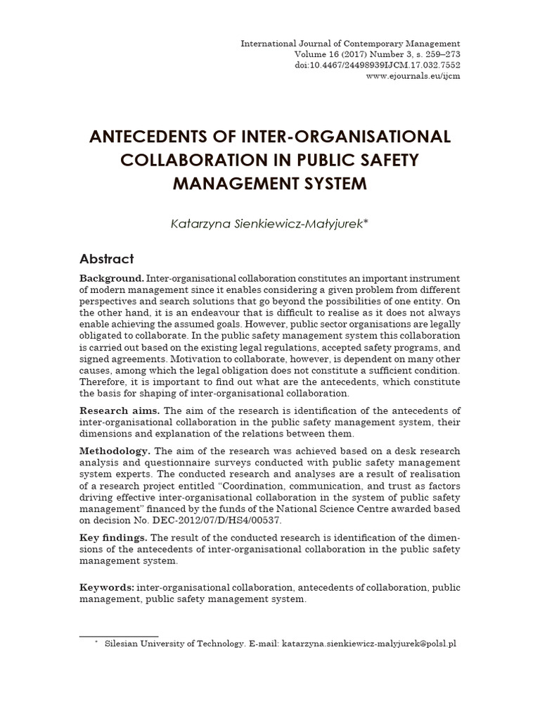 Inter-Org Collaboration in Public Safety | PDF | Survey Methodology ...