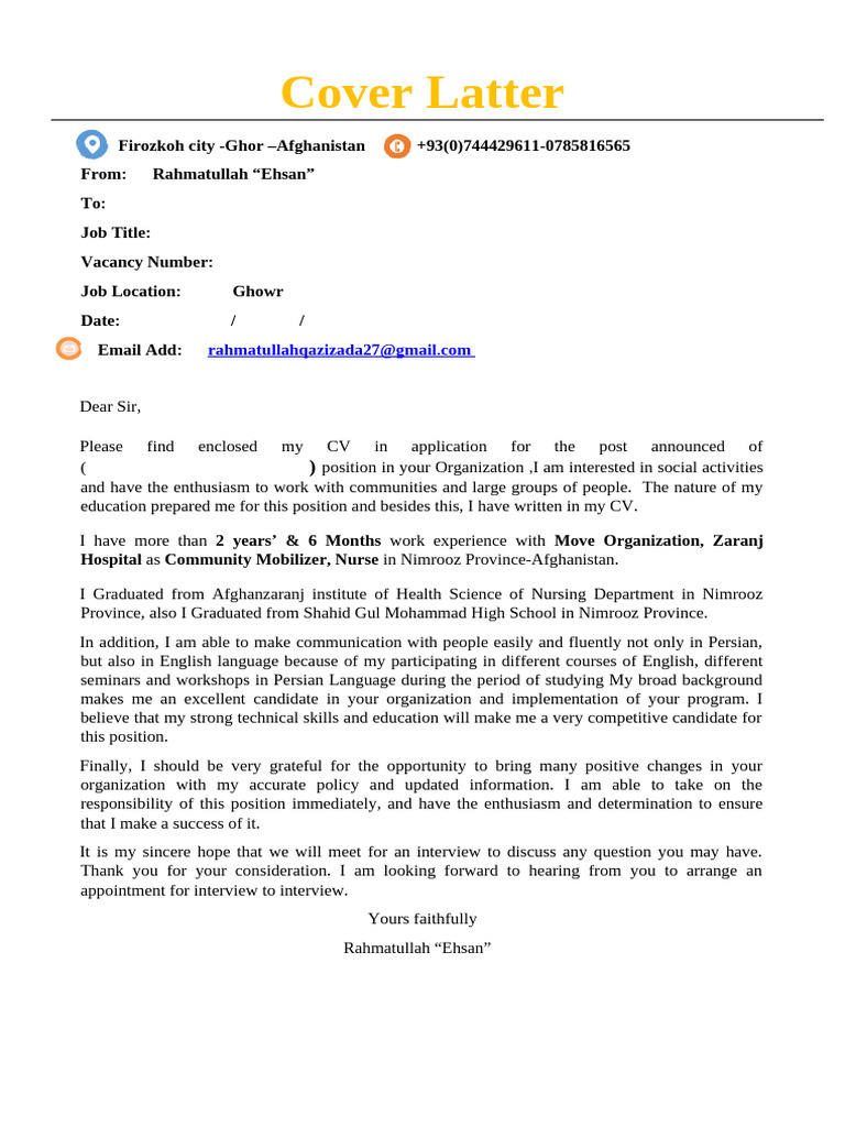 Rahmatullah Ehsan CV | PDF