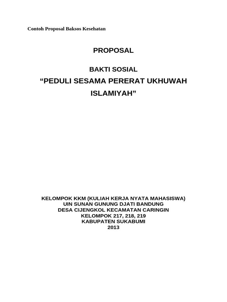 Contoh Proposal Baksos Kesehatan | PDF