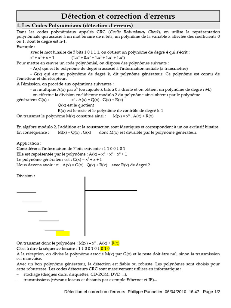Detection Et Correction D'erreurs | PDF