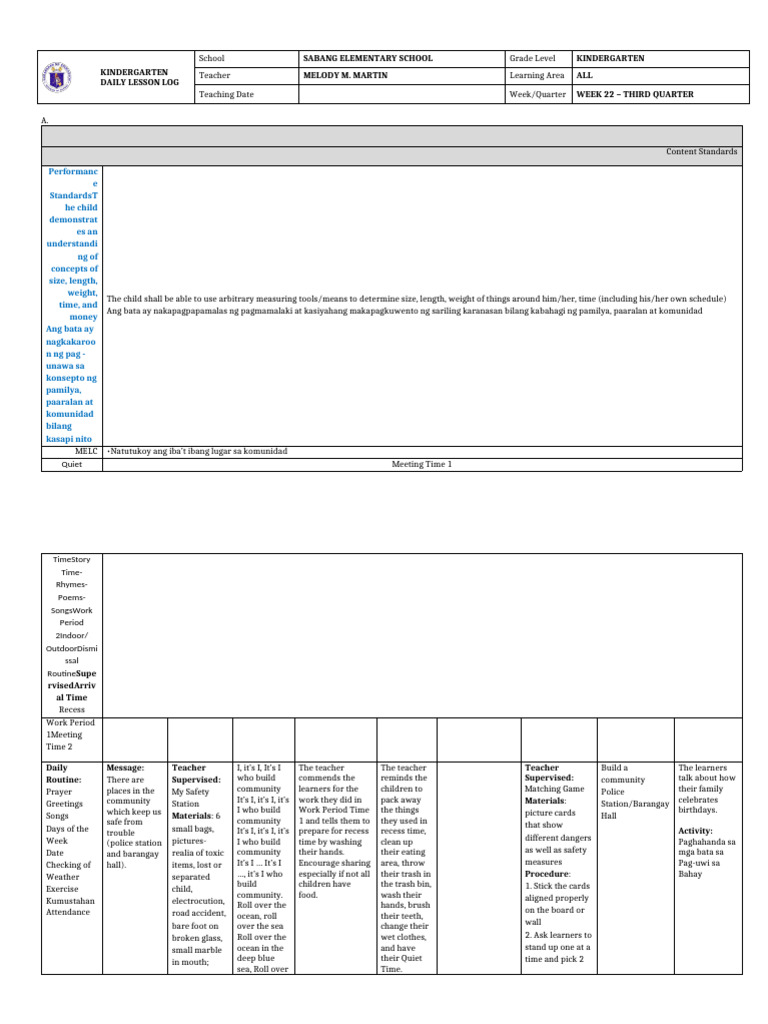 Kinder New DLL Week22 - Day5 | PDF