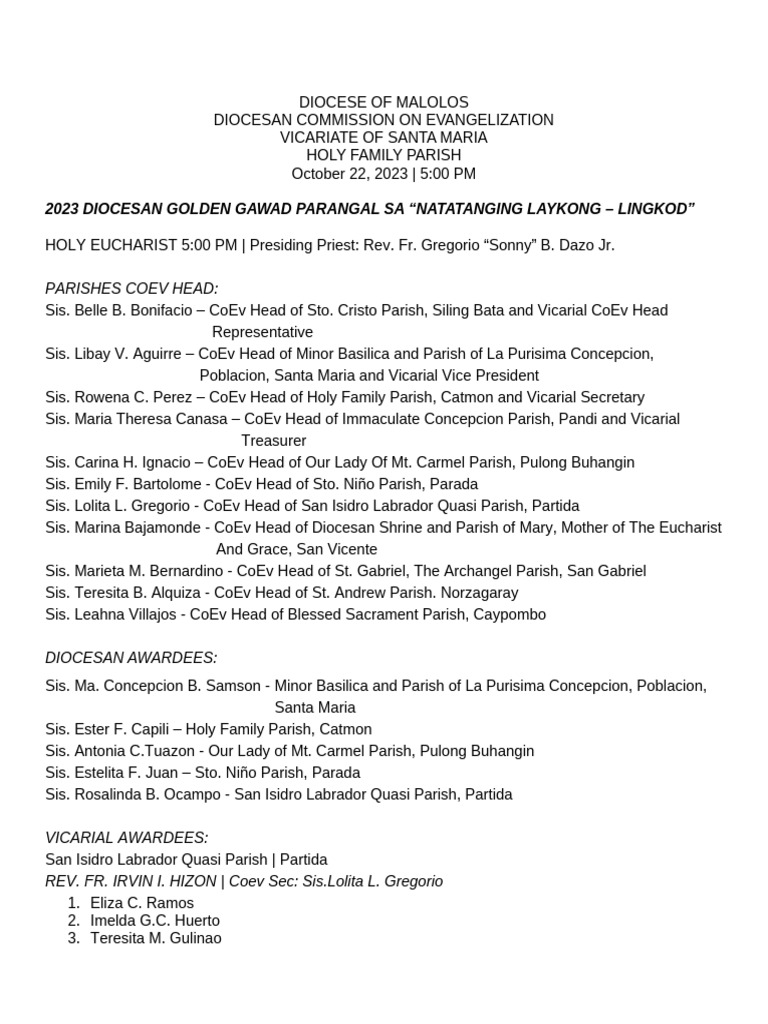 VSM - Gawad Parangal | PDF