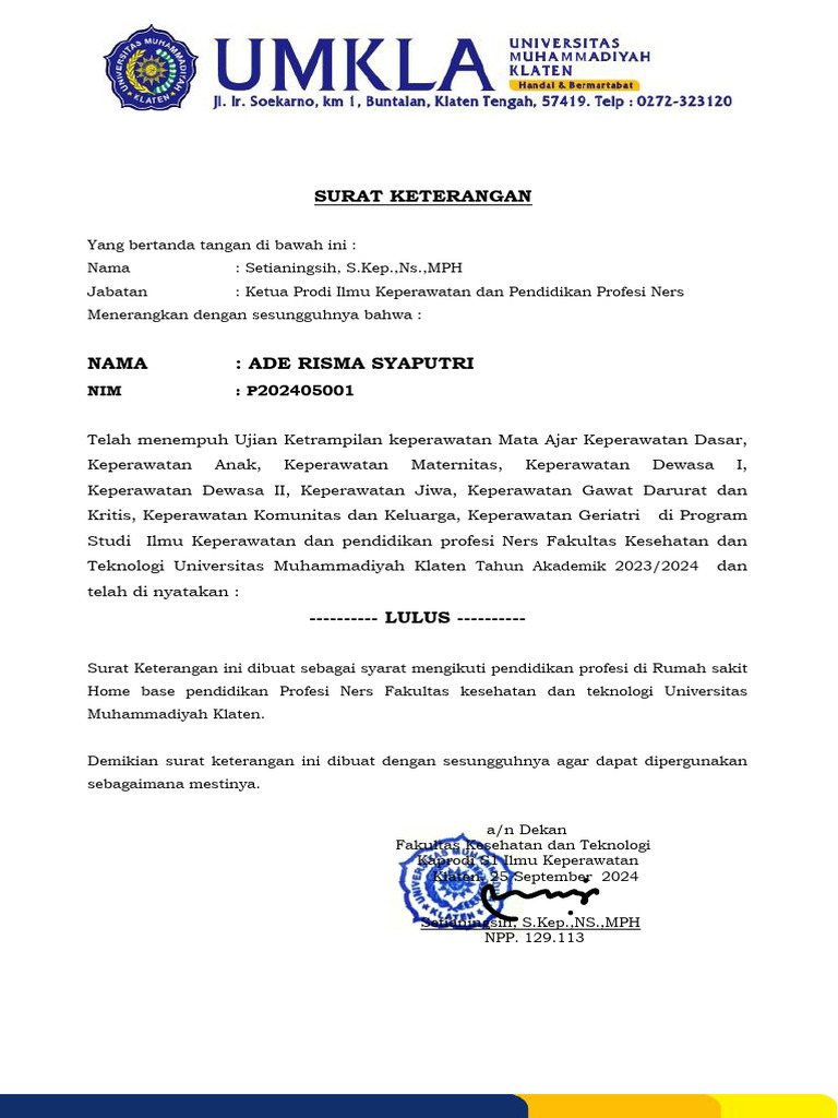 Set Ket Lulus OSCA | PDF