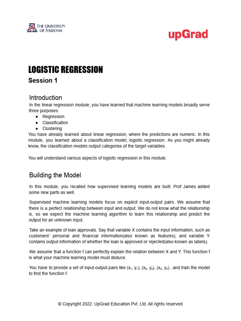 Lecture Notes - Logistic Regression | PDF Lecture Notes - Logistic Regression | PDF