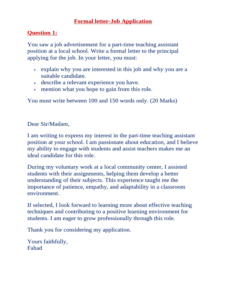 Formal Letter-Job Application | PDF