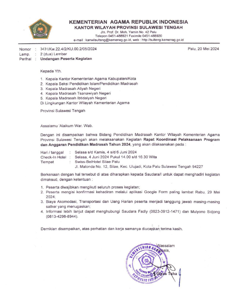 Undangan Rakor Penmad 2024 | PDF