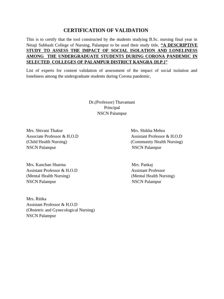 Pilot Study Certificate | PDF