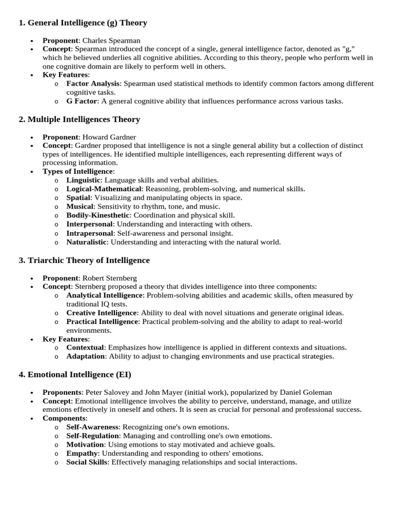 Theories of Intelligence | PDF