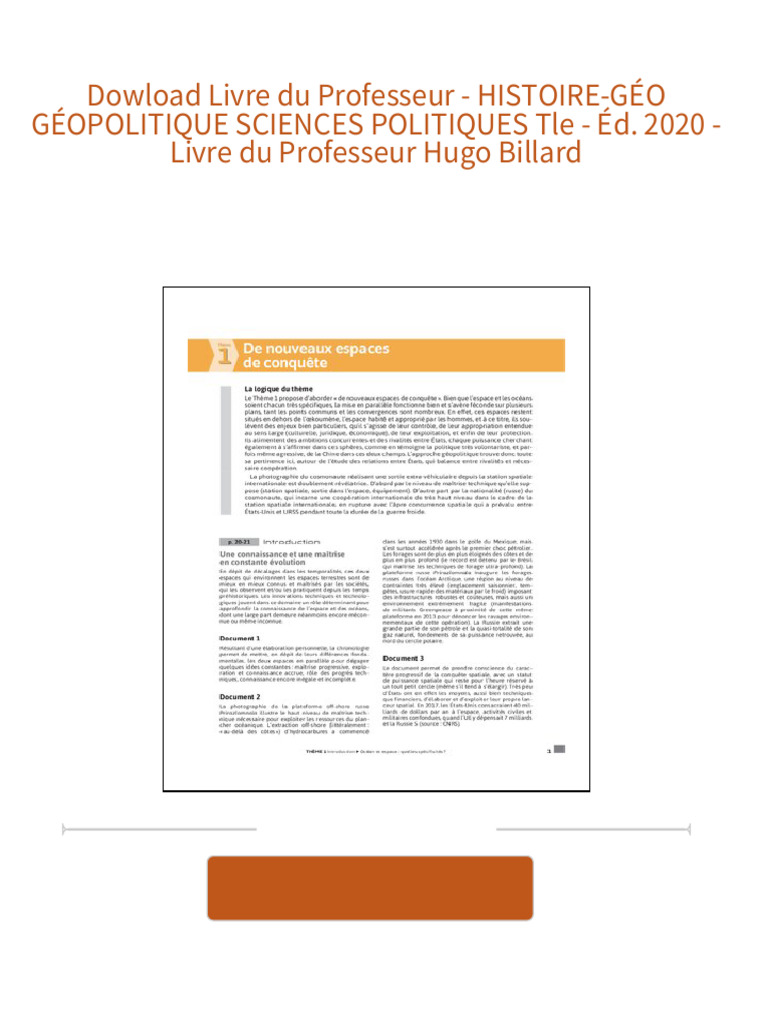 Dowload Livre Du Professeur - HISTOIRE-GÉO Géopolitique Sciences Politiques Tle - Éd. 2020 ...