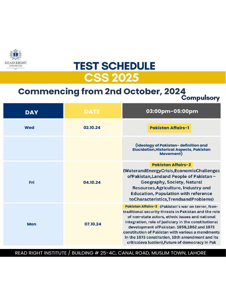 October Test Session Compulsory CSS 2024 | PDF