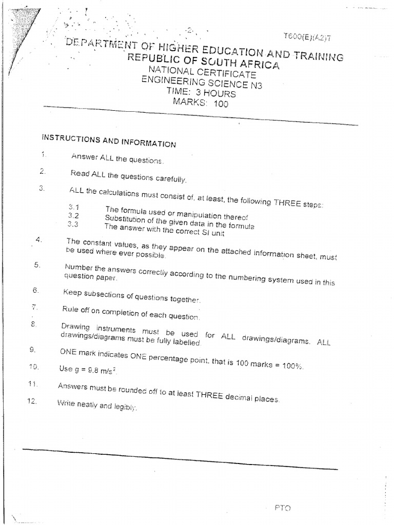 Engineering Science N3 | PDF