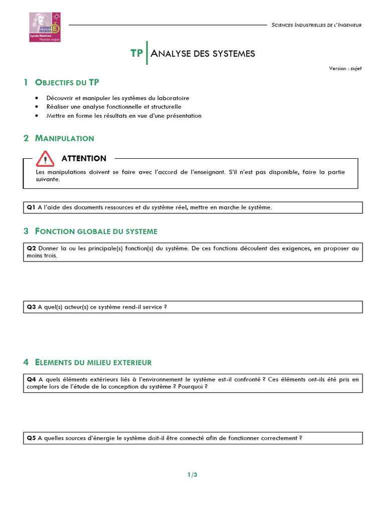 TP Analyse Des Systèmes | PDF