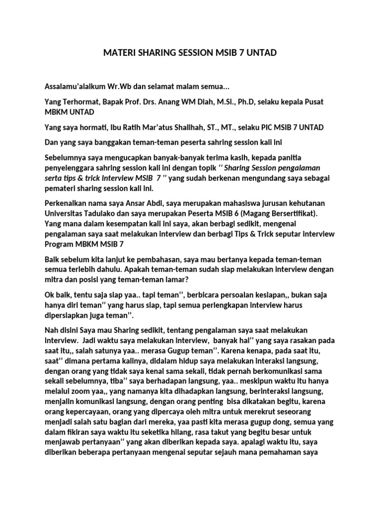 Materi Sharing Session Msib 7 | PDF