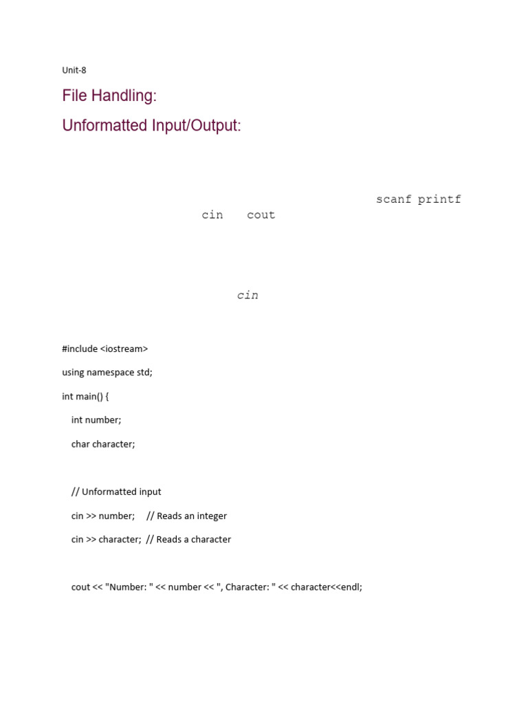 CSIT - 2 Unit-8 File Handling | PDF