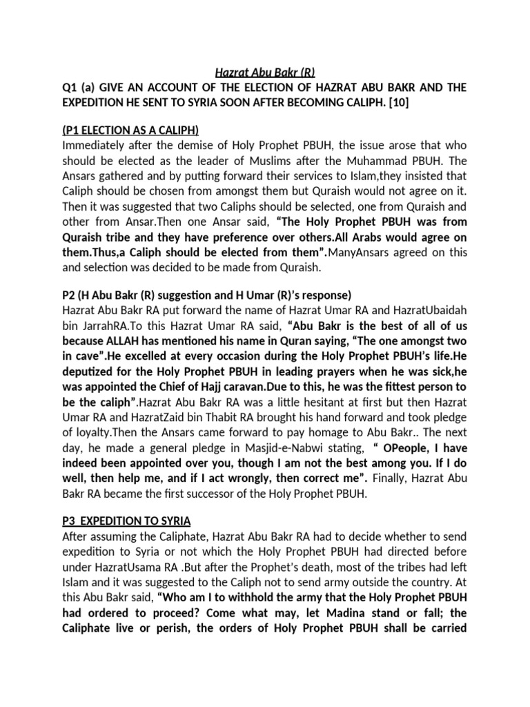 H.Abu Bakr Caliphate | PDF