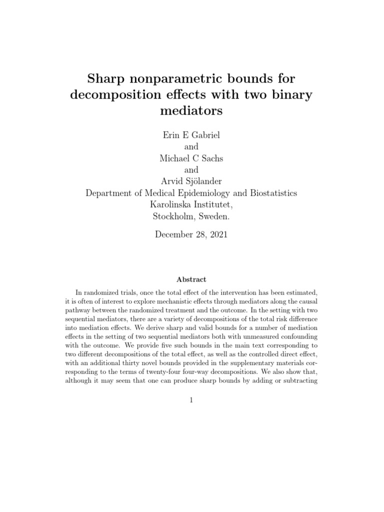 Sharp Nonparametric Bounds For Decomposition Effec | PDF