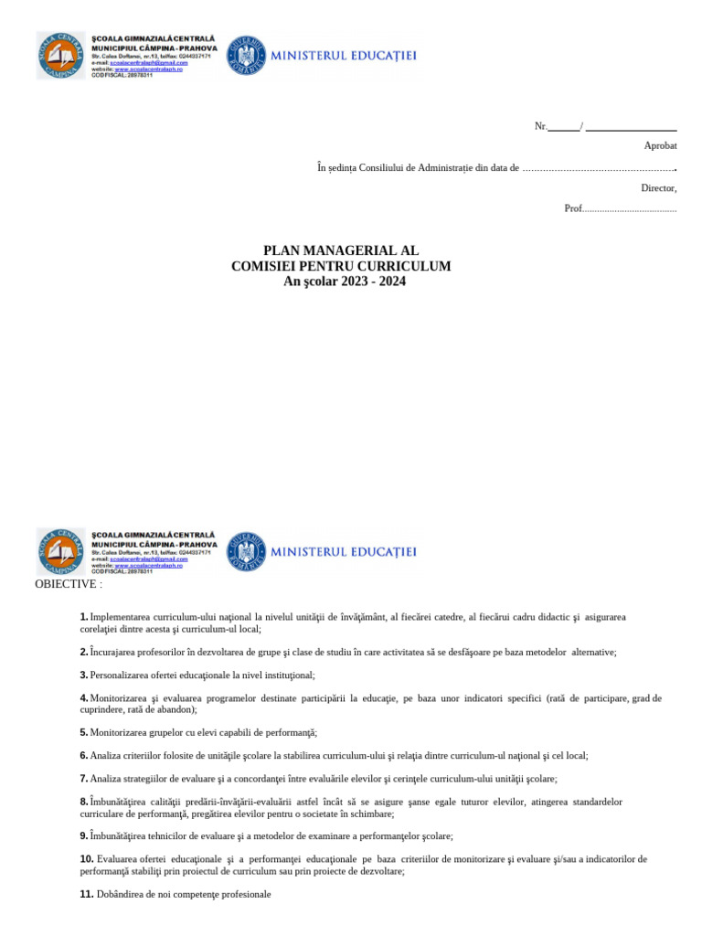 Plan Managerial Curriculum | PDF