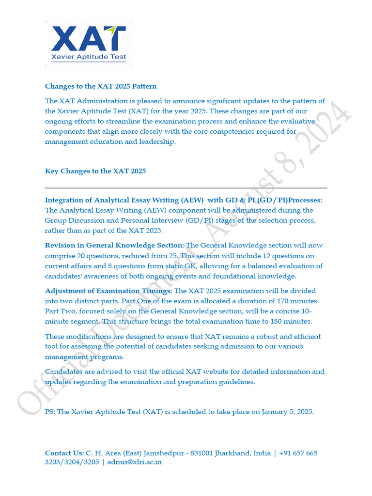 XAT 2025 Note | PDF