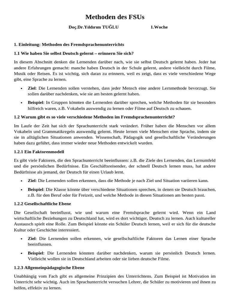 Methoden Im FSU Ilk Hafta Özetim Doç - Dr.yıldırım TUĞLU | PDF