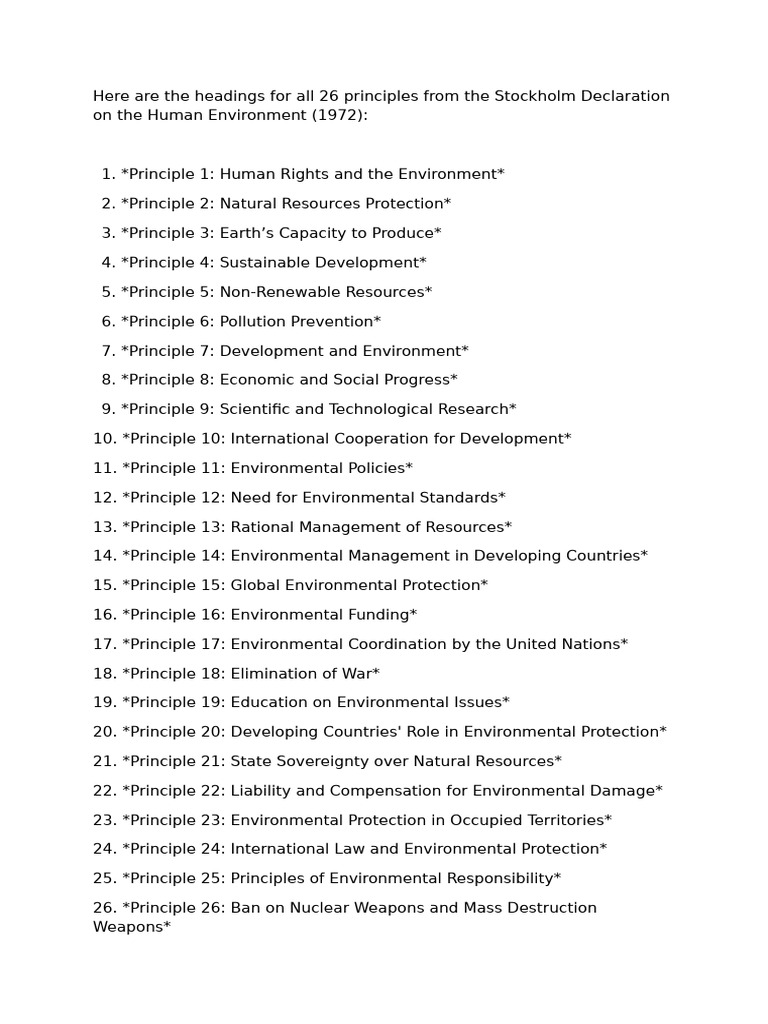 Here Are The Headings For All 26 Principles From The Stockholm ...