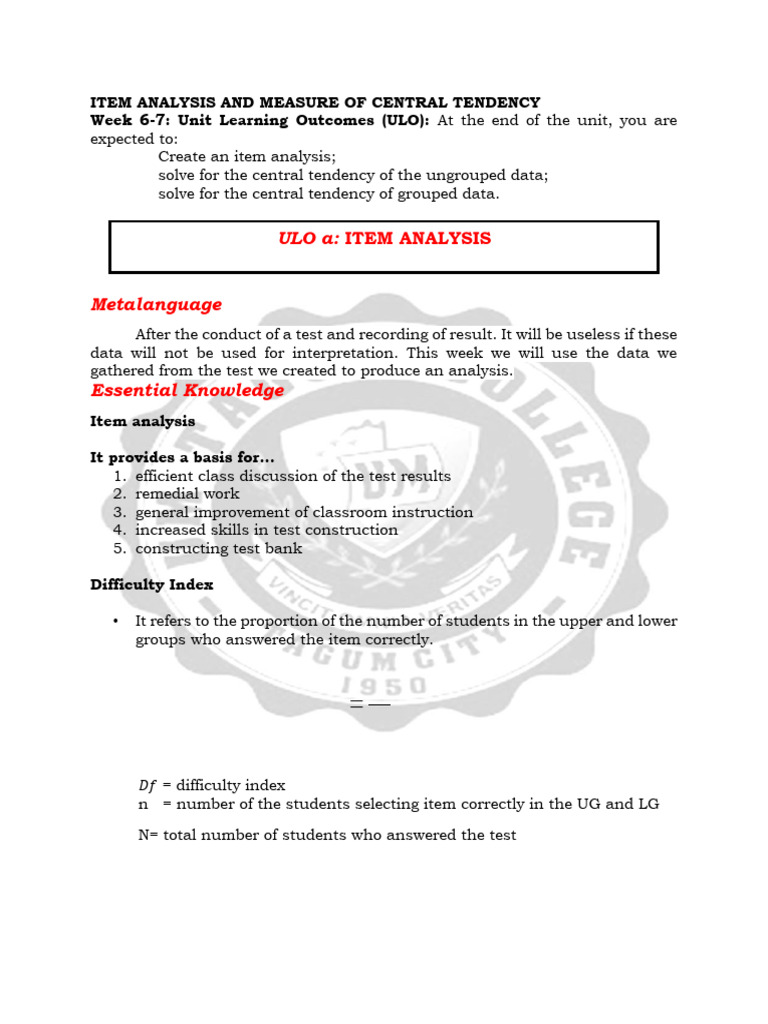 Item Analysis - 0 | PDF