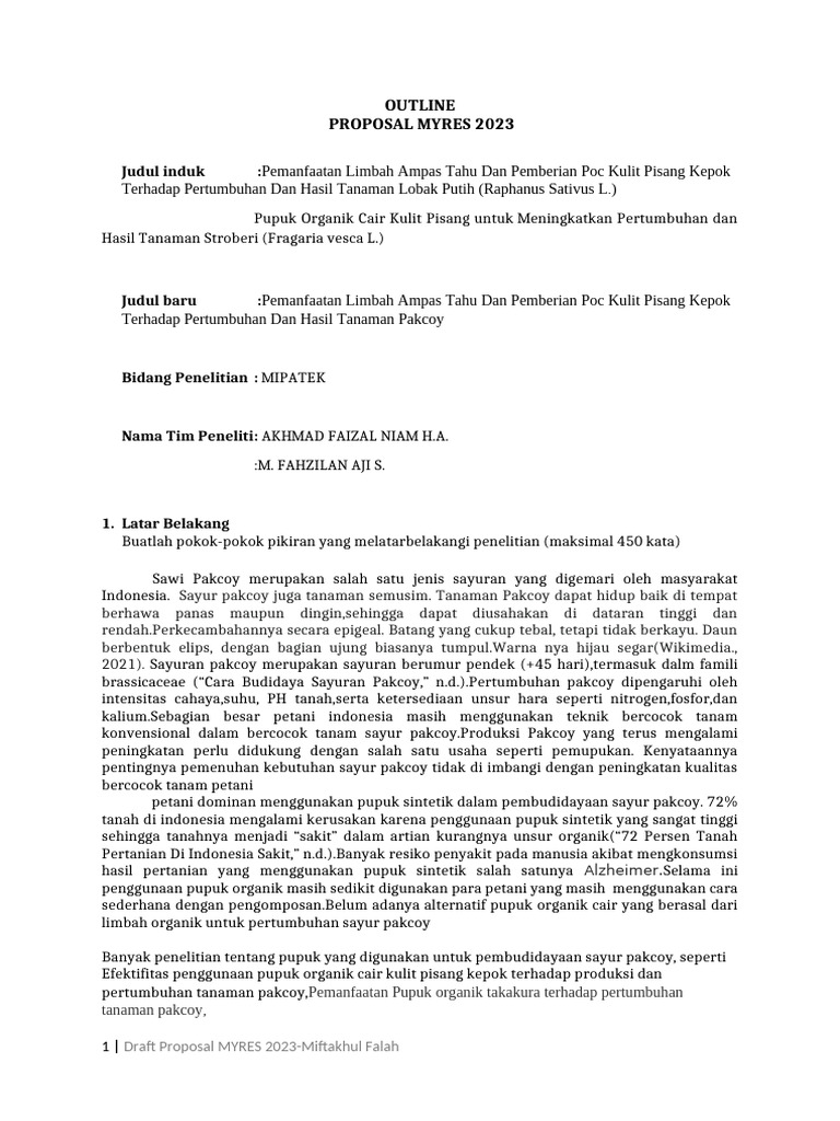 Faizal - Fahzilan Template Draft Proposal MYRES | PDF