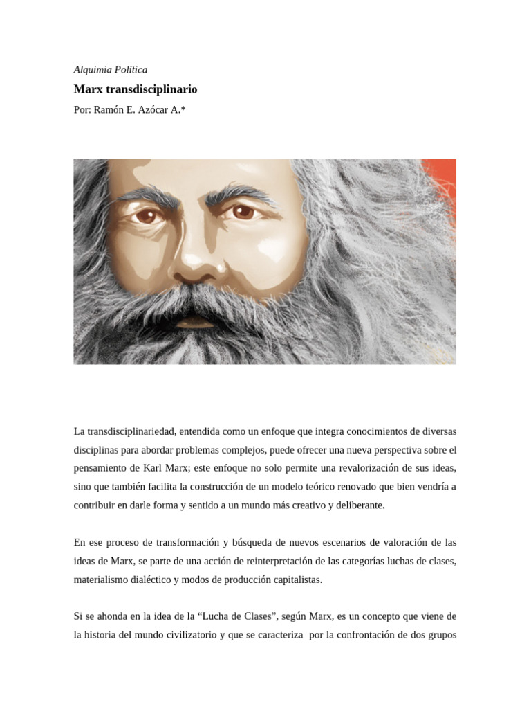 Alquimia Política Marx Transdisciplinario 2024 Pdf