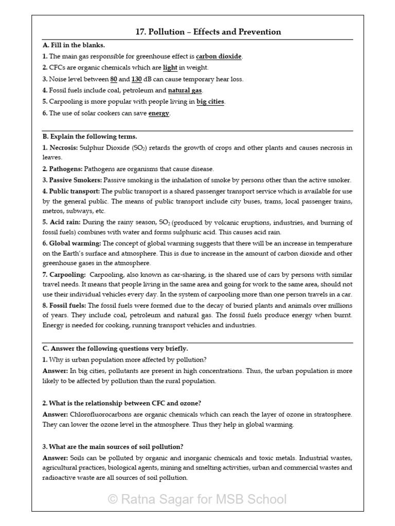 Geography 9 - CHP 17 - Pollution - Effects and Prevention | PDF