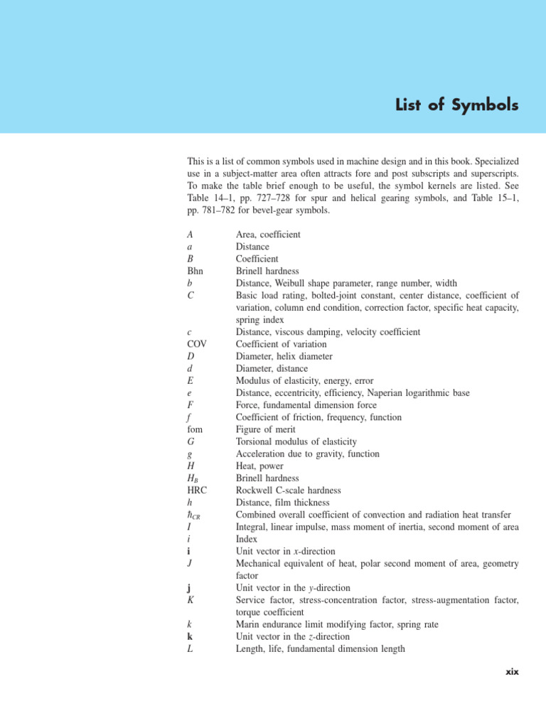 ME List of Symbols | PDF