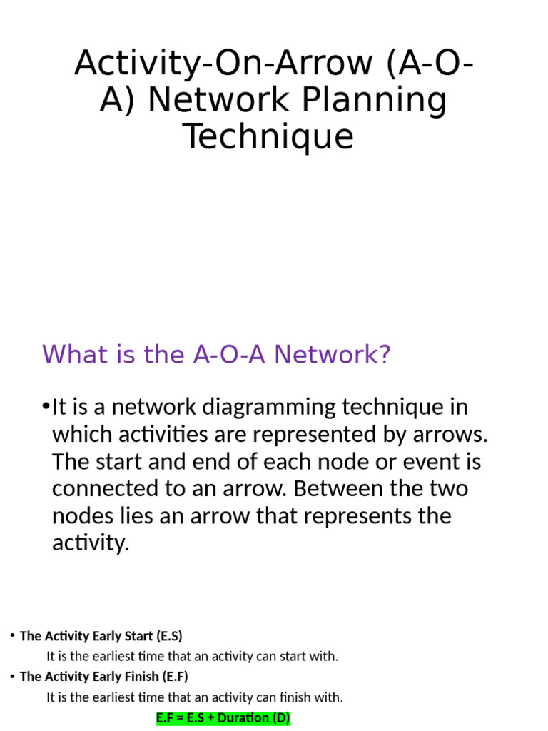 Activity-On-Arrow (A-O-A) Network Planning Technique | PDF