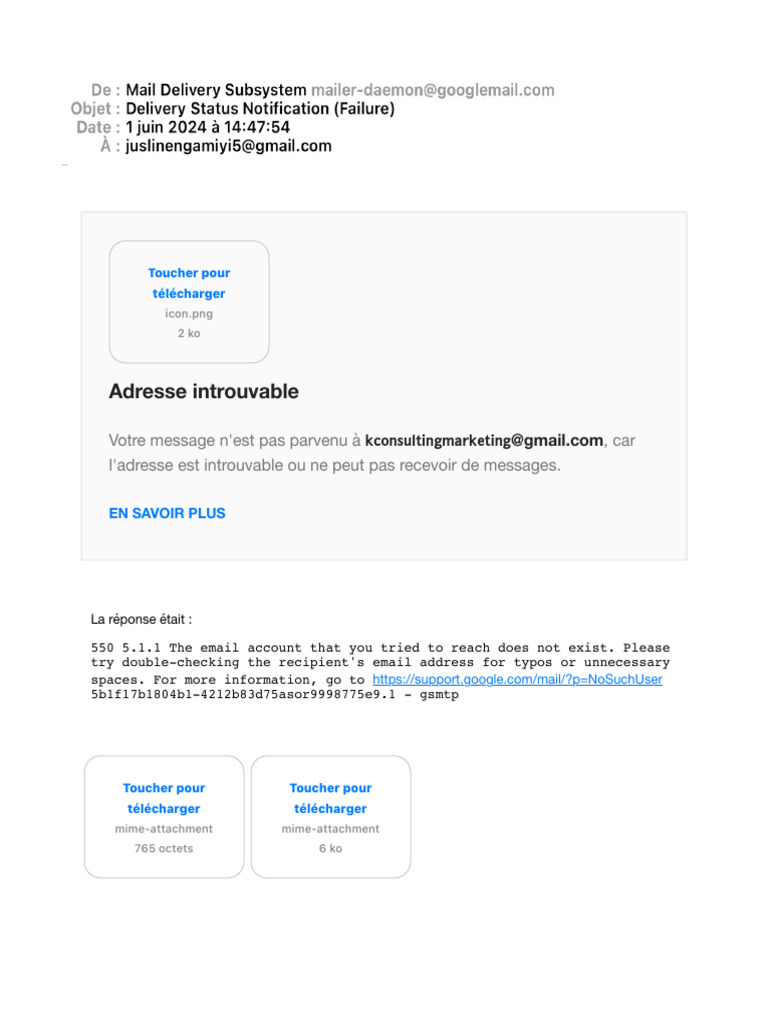 Delivery Status Notification (Failure) | PDF