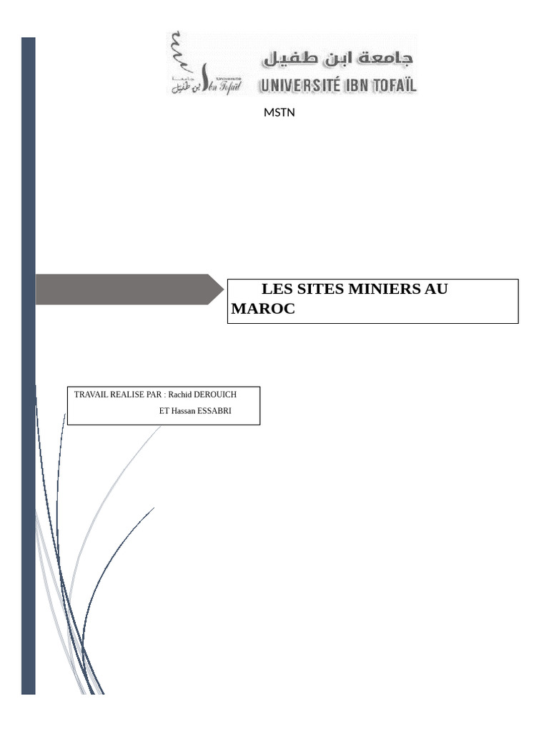 Les Sites Miniers Au Maroc DEROUICH ET ESSABRI (MSTN) | PDF