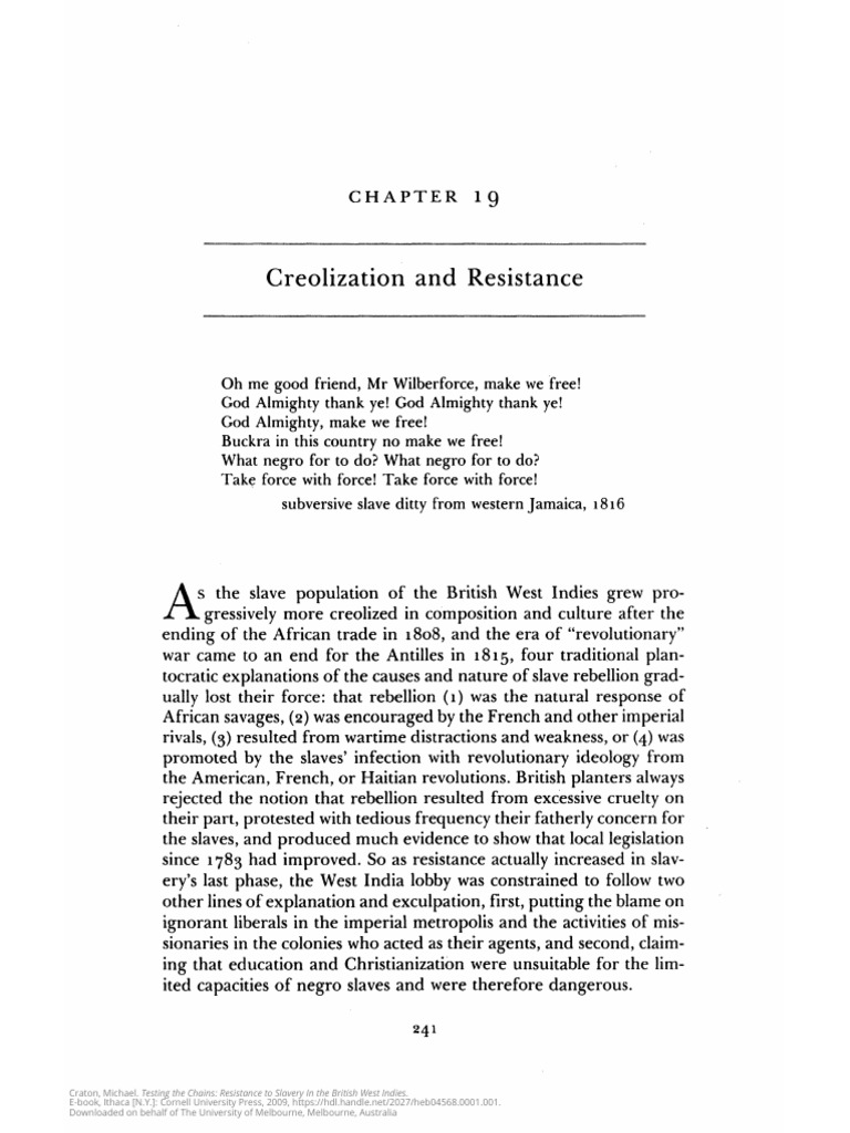 Chapter 19 - Creolization and Resistance | PDF