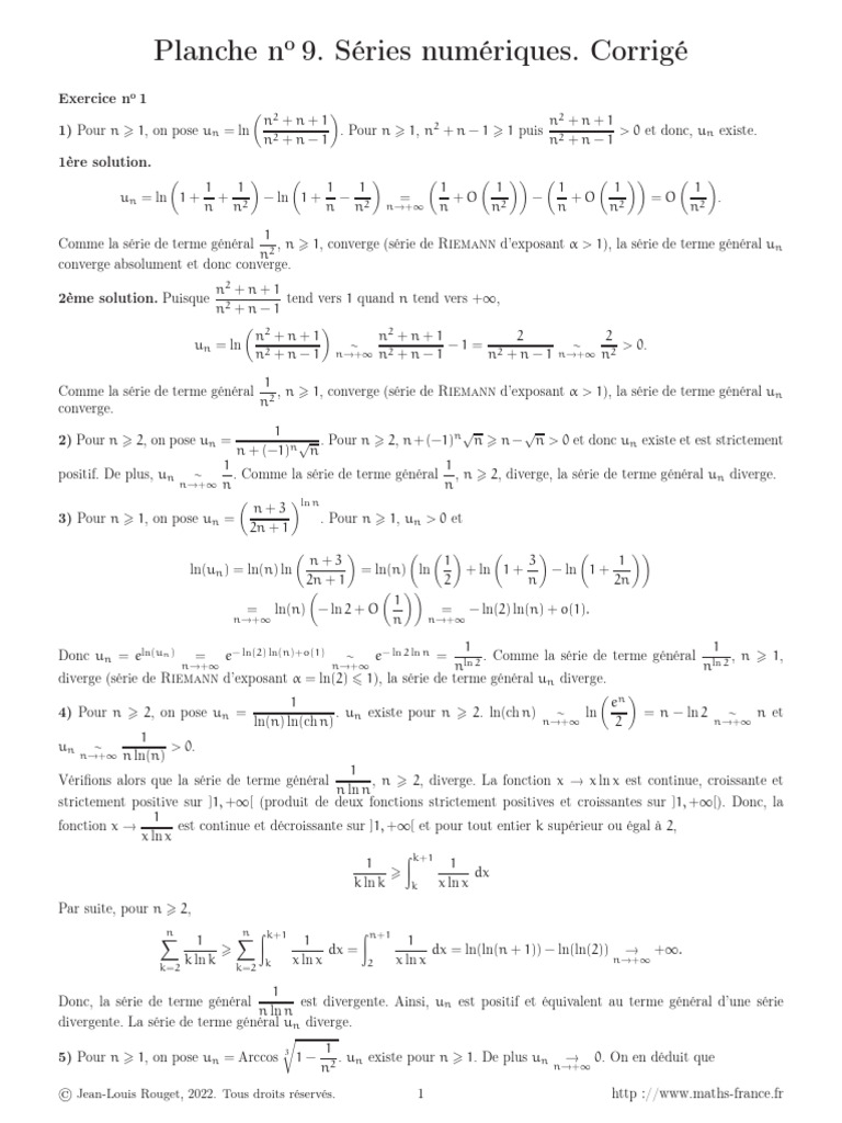 09 Series Planche Corriges | PDF