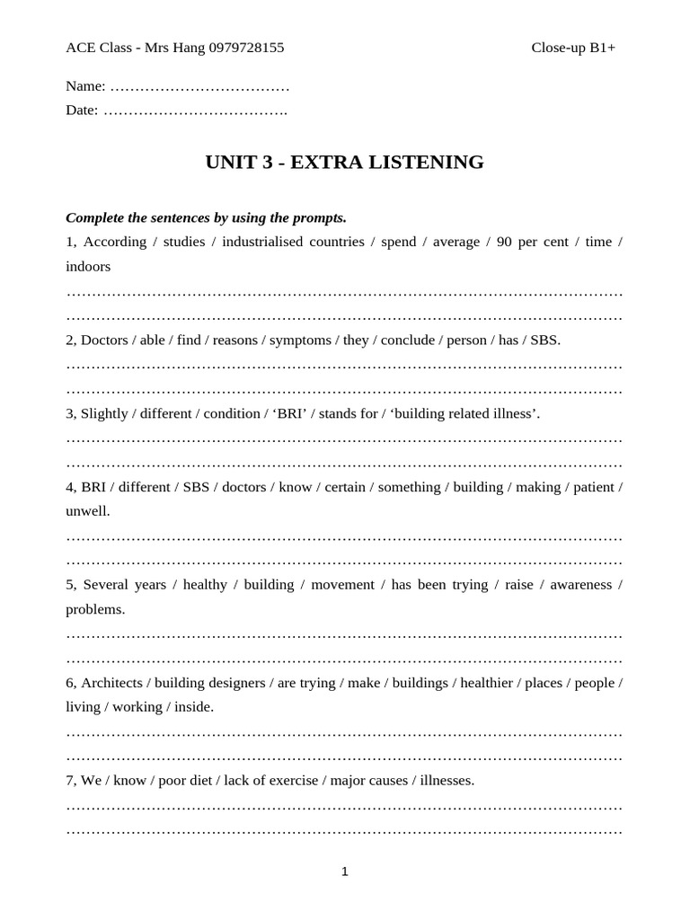 B1+ U3 Extra Listening | PDF