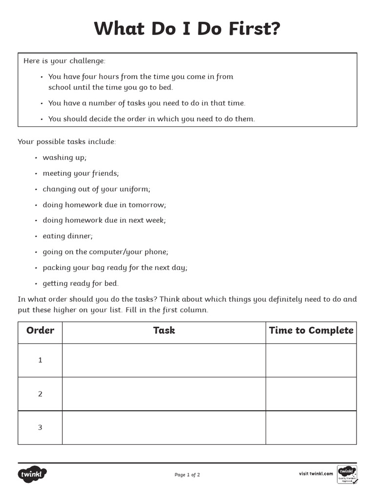 What Do I Do First | PDF