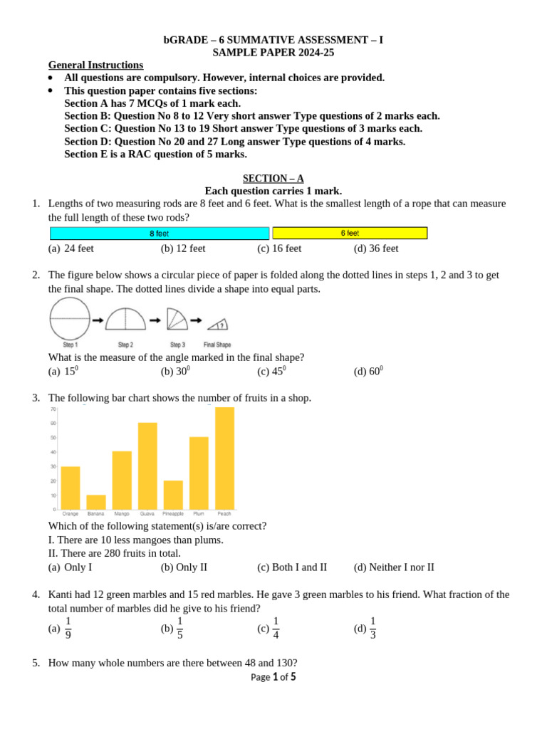 G-6 SA1 Sample Paper 2024-25 | PDF