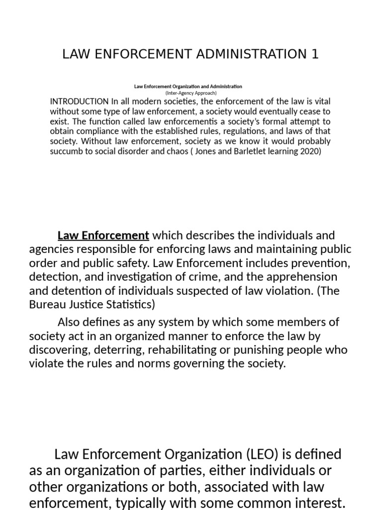 Law Enforcement Administration 1 | PDF