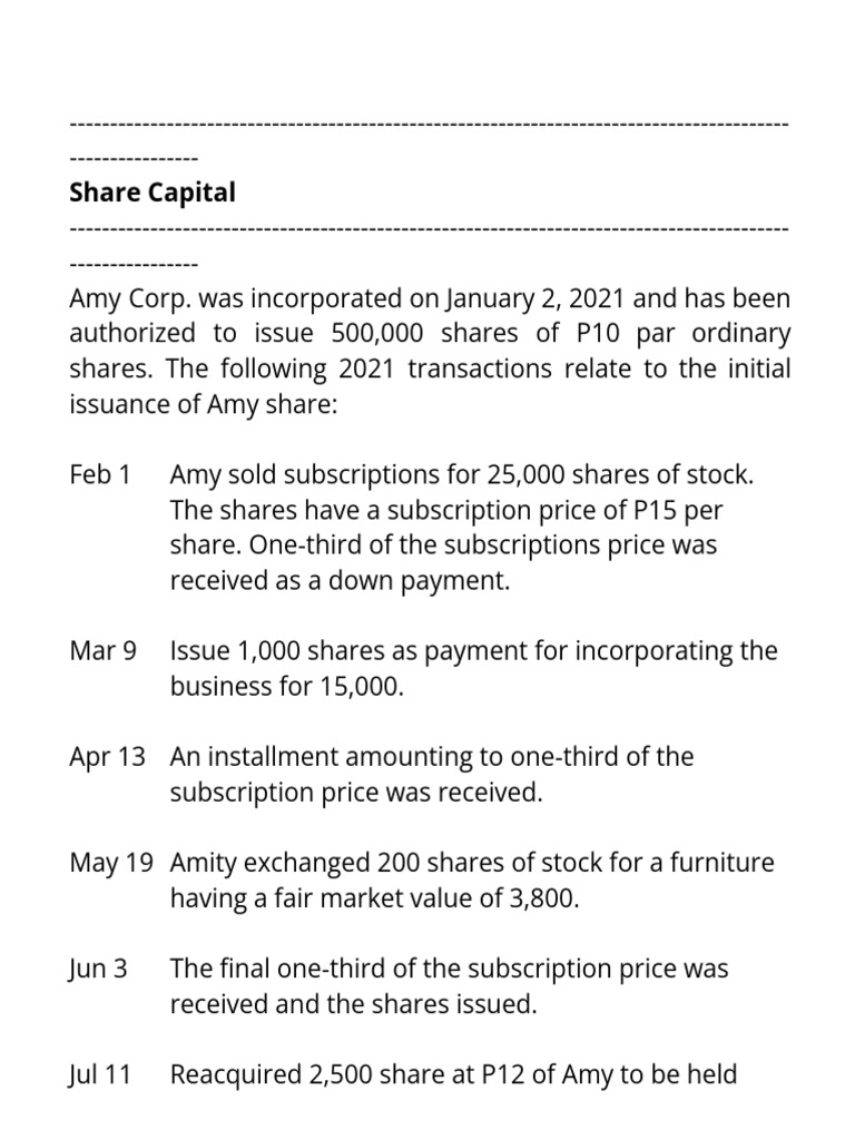 Lecture 04 Share Capital - SOLUTION | PDF