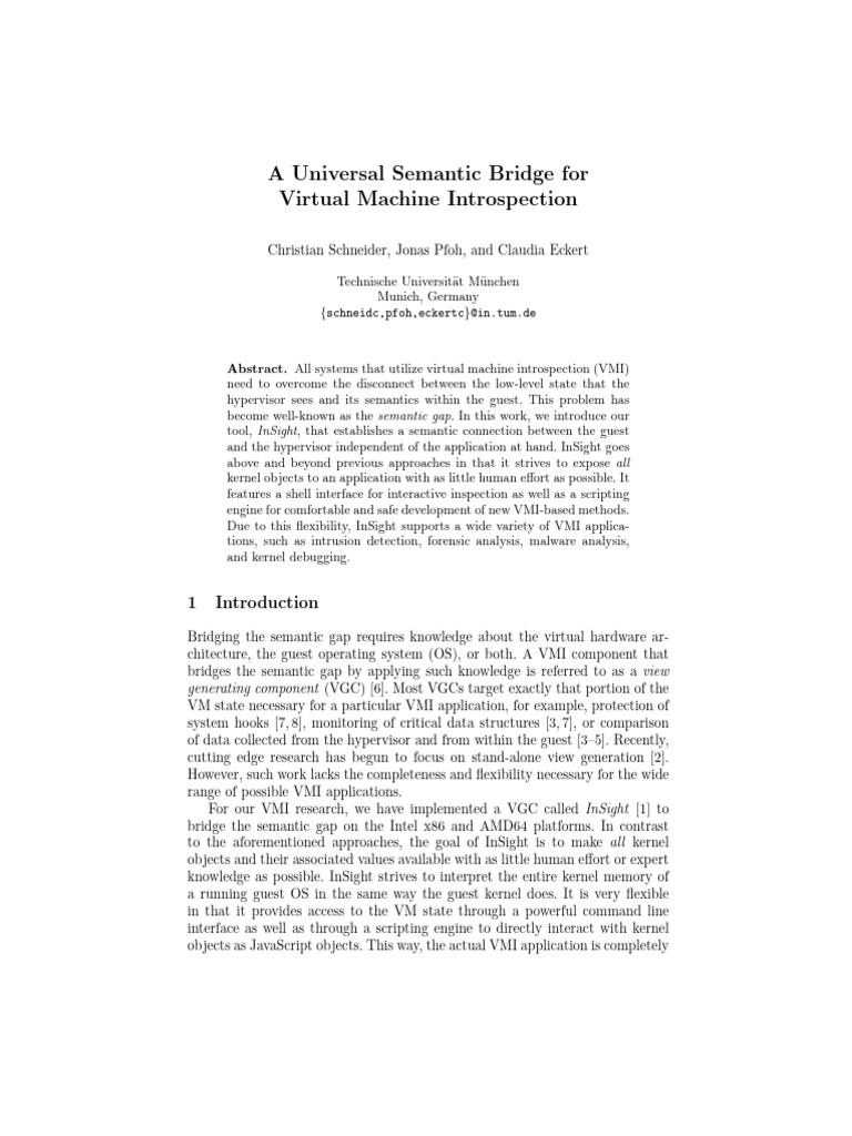 2011 A Universal Semantic Bridge For Virtual Machine Introspection | PDF