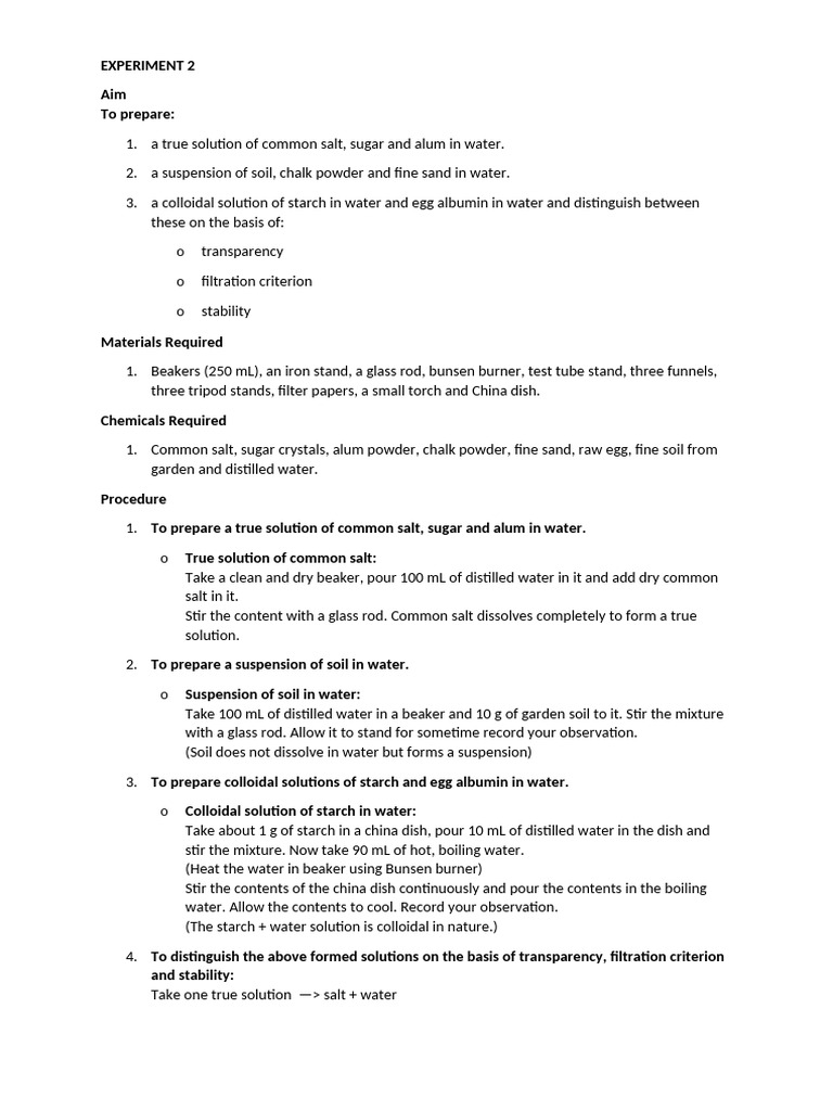 G 9 Chemistry Experiments | PDF