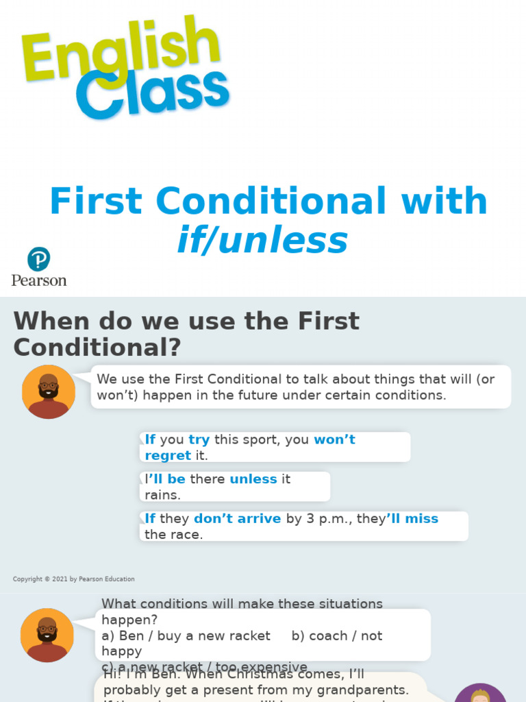 ENGLISH CLASS First Conditional With If Unless | PDF