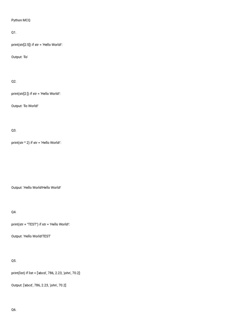 Python MCQ | PDF